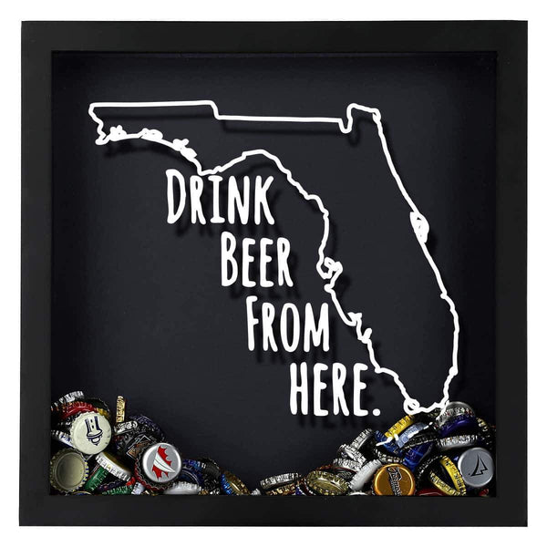 Florida Drink Beer From Here Beer Cap Shadow Box - Torched Products