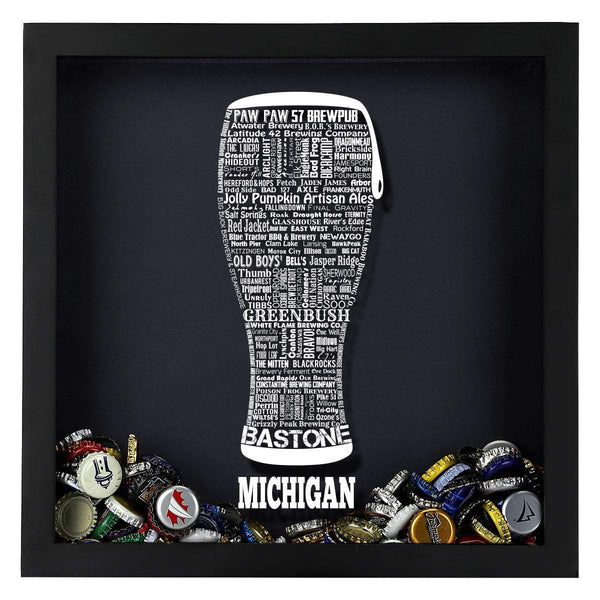 Michigan Beer Typography Shadow Box - Torched Products