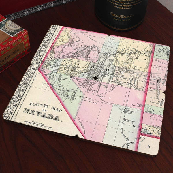 Nevada Old World Map Coaster - Torched Products