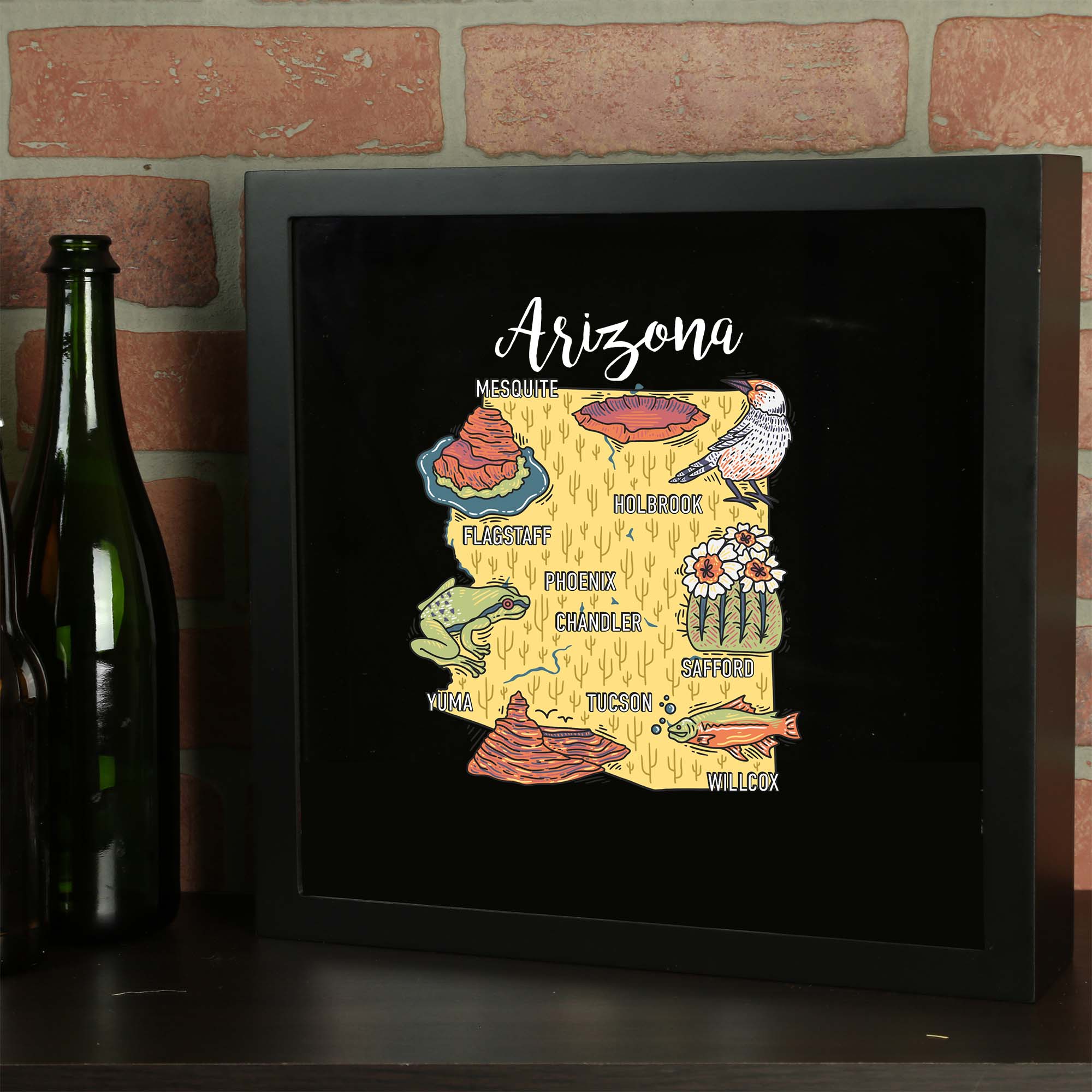 State Map Design Shadow Box - Torched Products