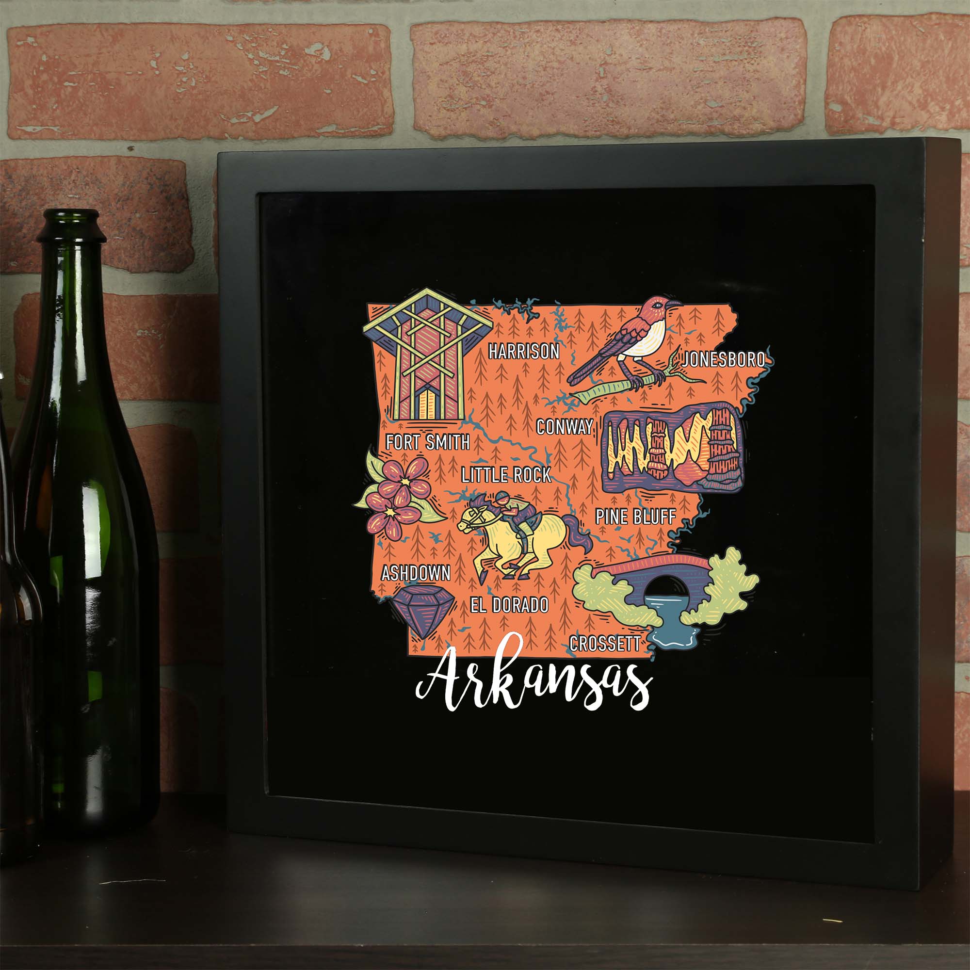 State Map Design Shadow Box - Torched Products