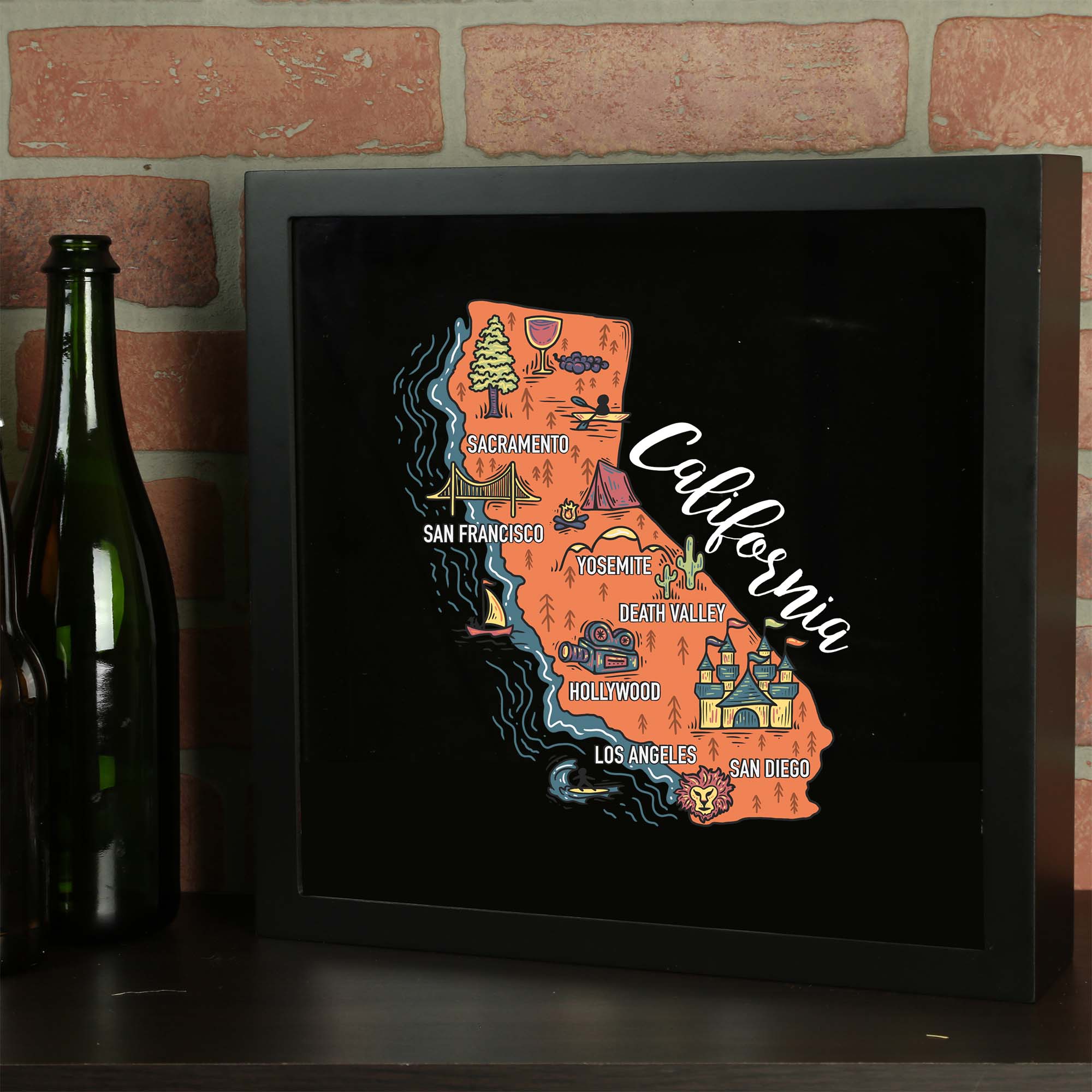 State Map Design Shadow Box - Torched Products