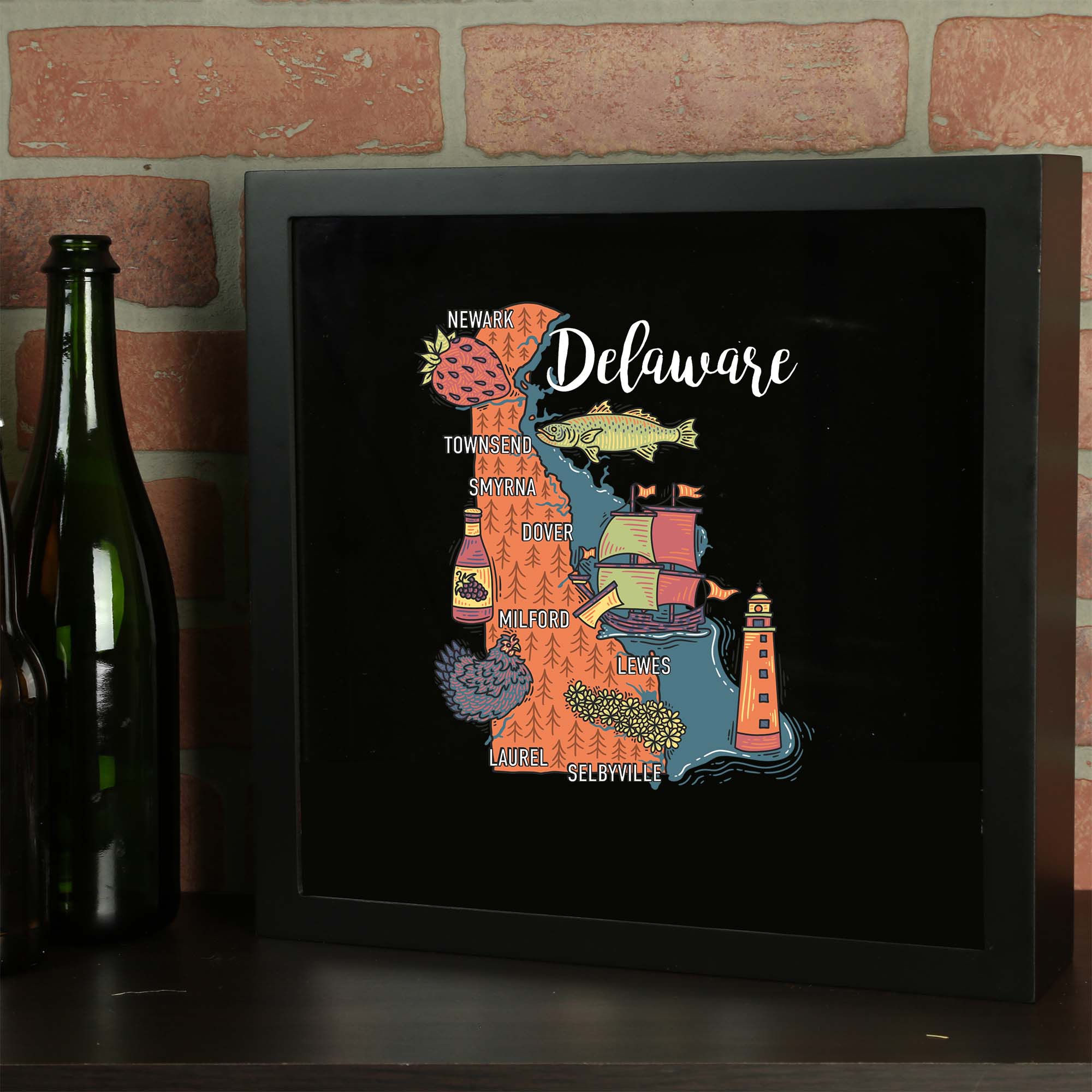 State Map Design Shadow Box - Torched Products