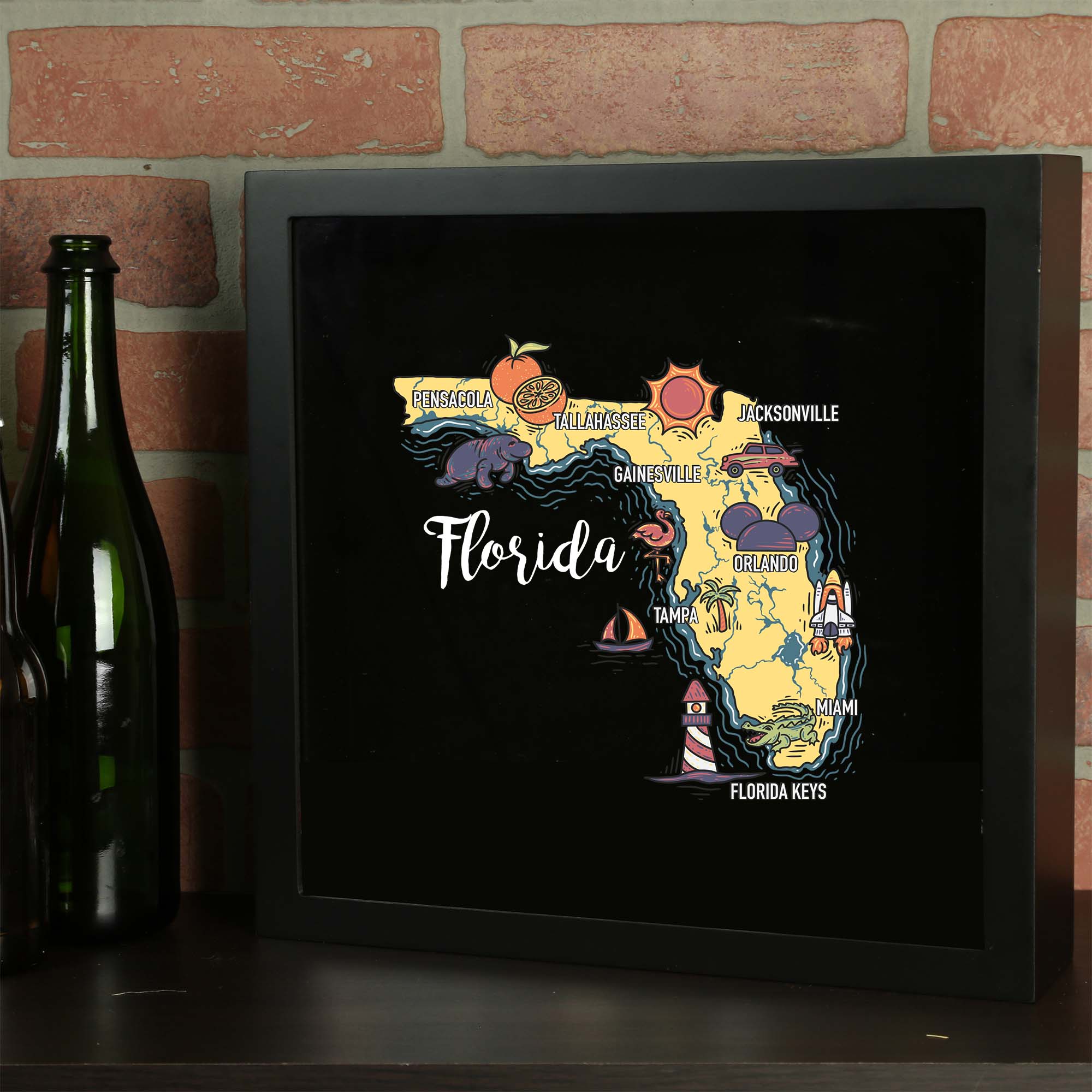 State Map Design Shadow Box - Torched Products