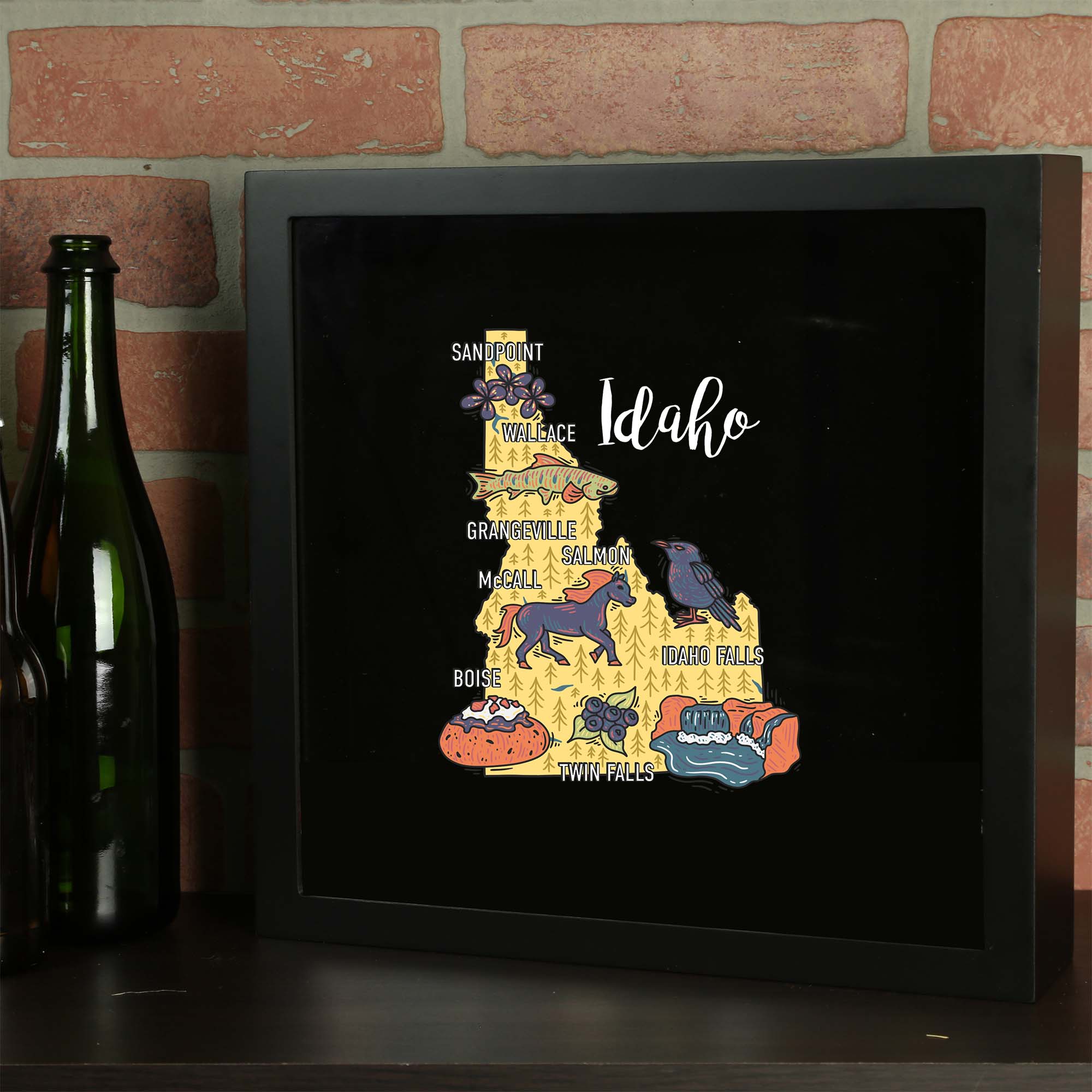 State Map Design Shadow Box - Torched Products