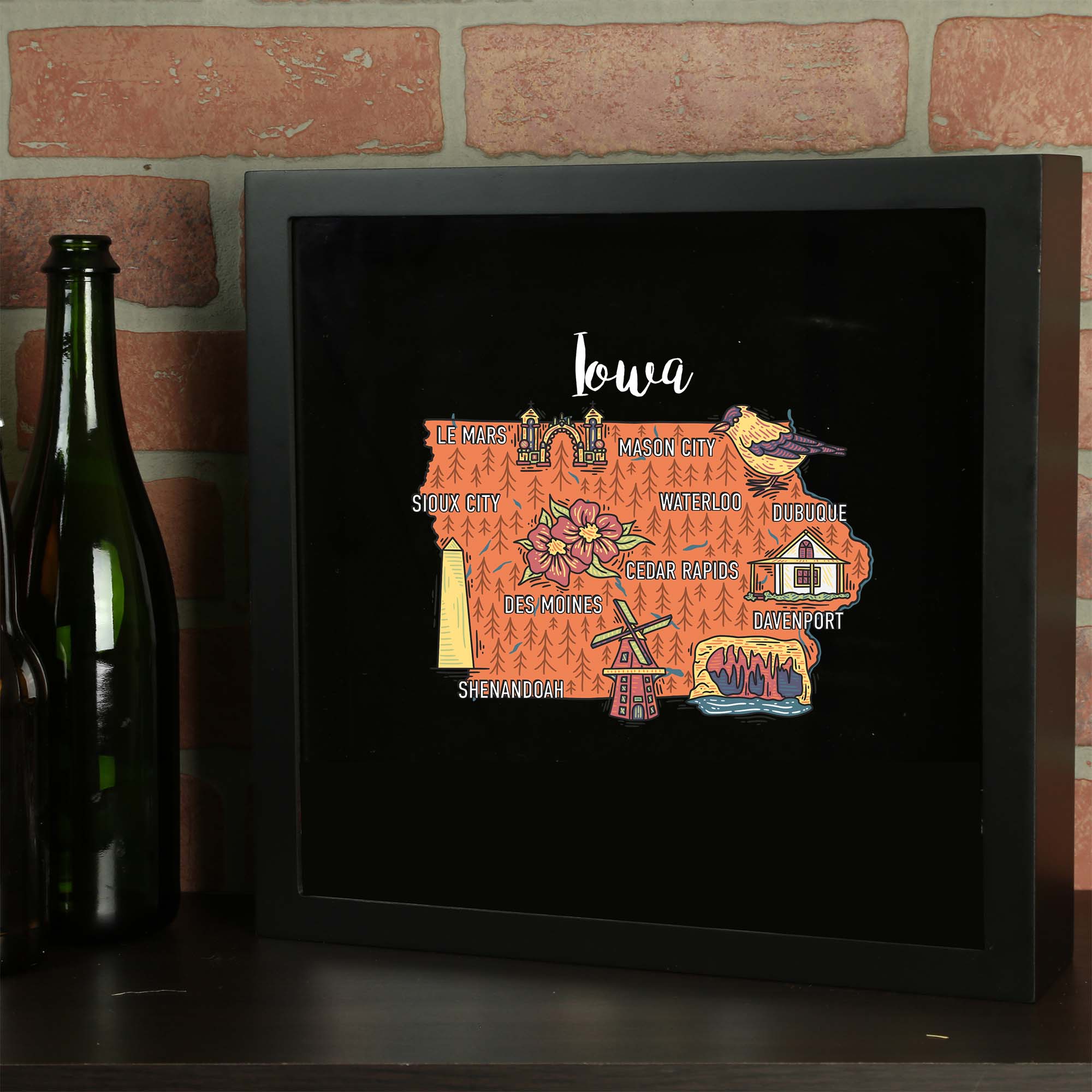 State Map Design Shadow Box - Torched Products