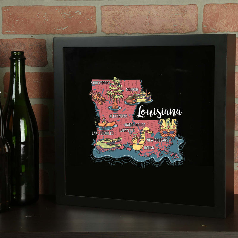 State Map Design Shadow Box - Torched Products